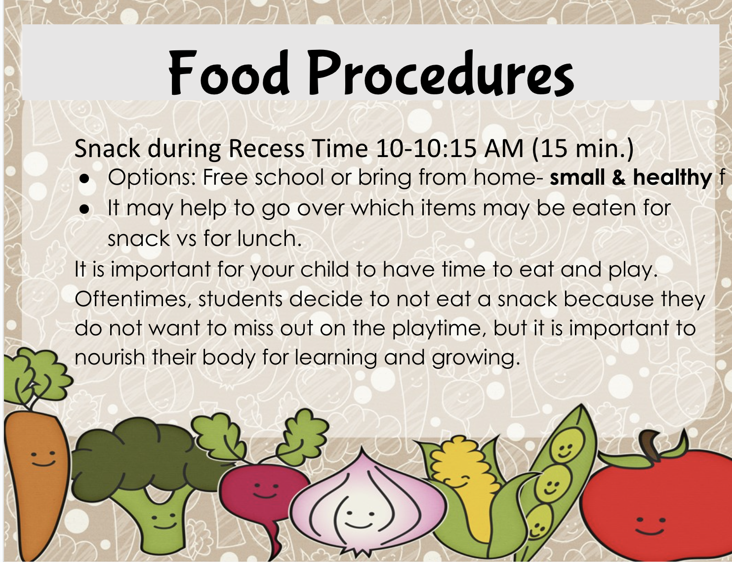 Food Procedures – Mrs. Carrie Desormiers – Cox Elementary School