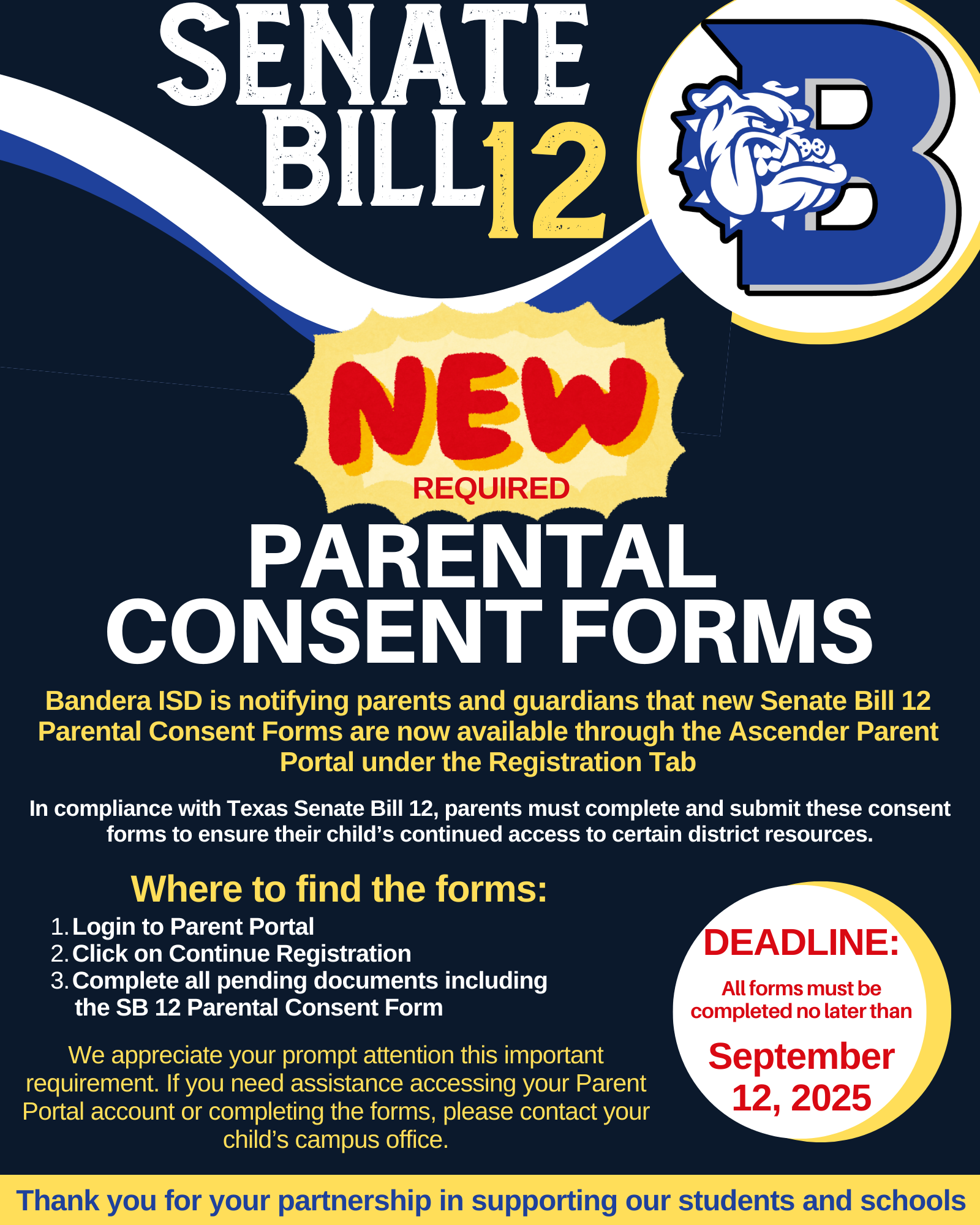 🚨 PARENT ACTION REQUIRED – DUE TODAY 🚨 | Bandera Middle School