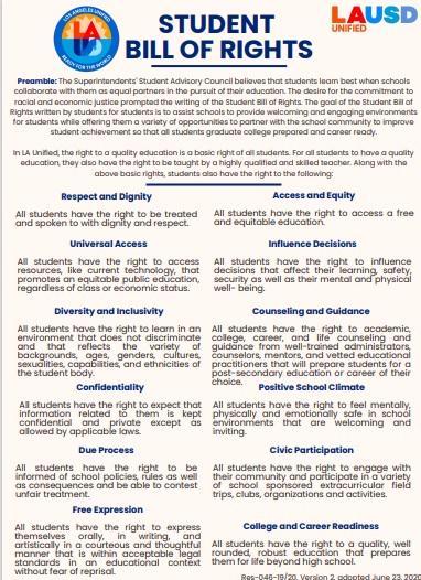 Student Bill of Rights – Students – University Pathways Medical Magnet ...