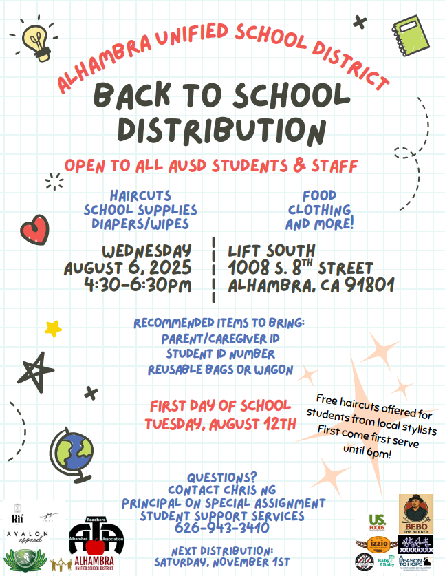 AUSD/ATA Back to School Distribution | Alhambra Unified School District