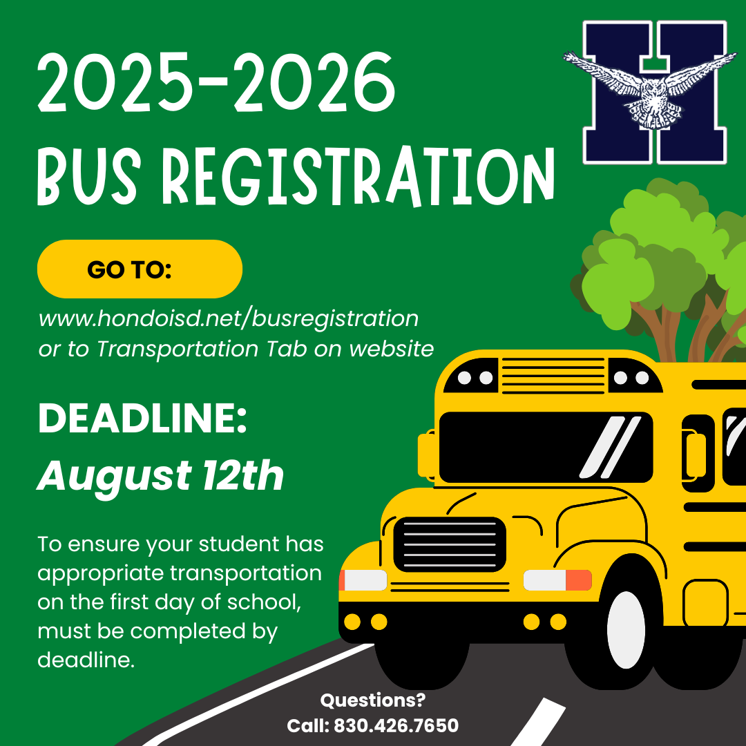 Hondo ISD Bus Registration- Now Open! | Hondo ISD