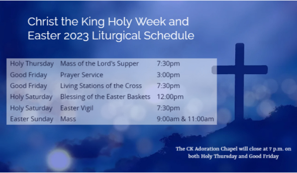 Holy Week & Easter Liturgical Schedule | Christ the King Parish