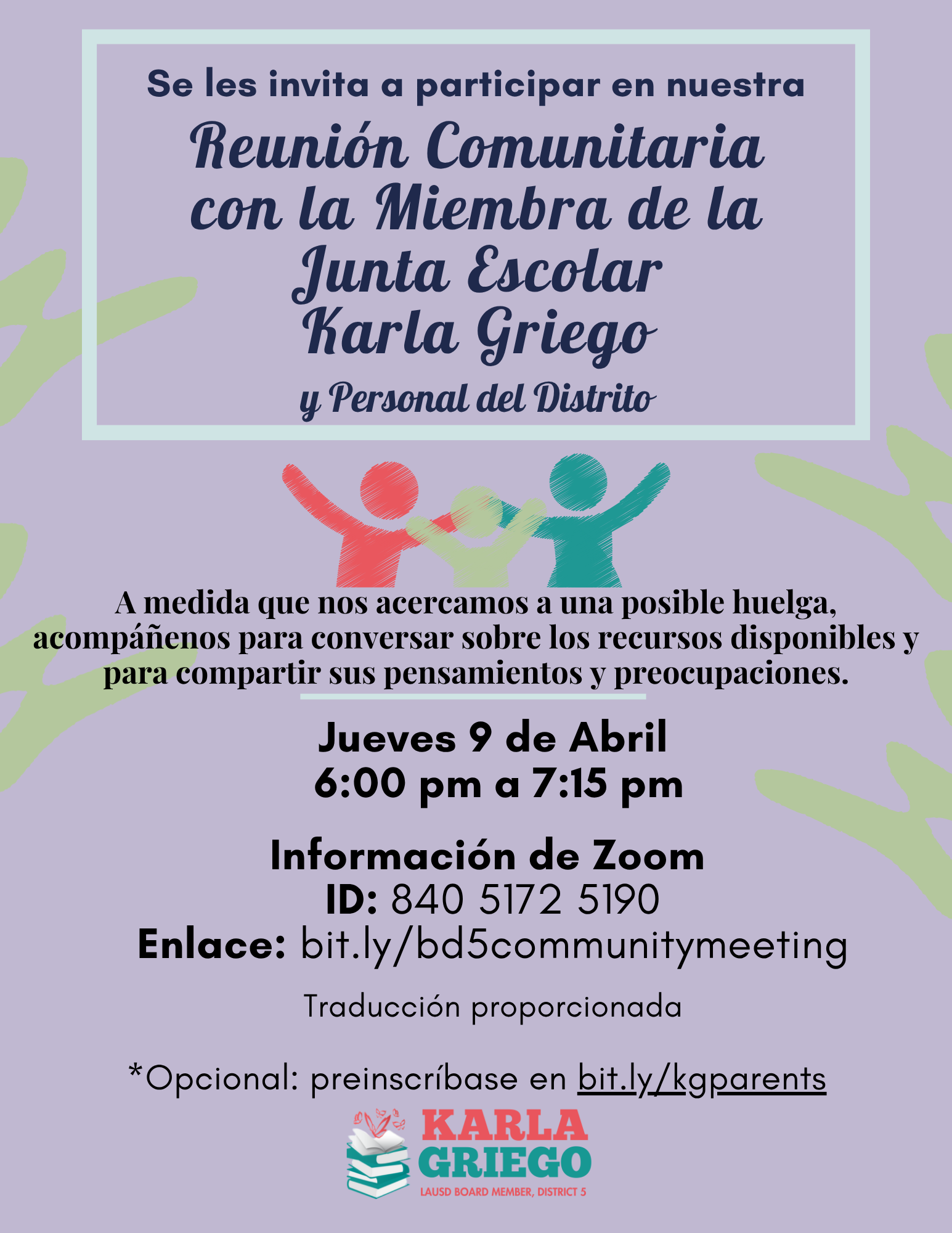 4/9/26 @ 6:00PM Community Meeting with Board Member Karla Griego ...