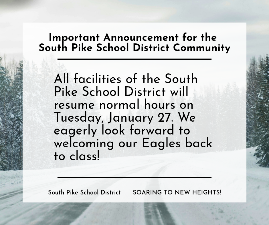 South Pike School District to Resume Normal Hours on January 27 | Eva ...