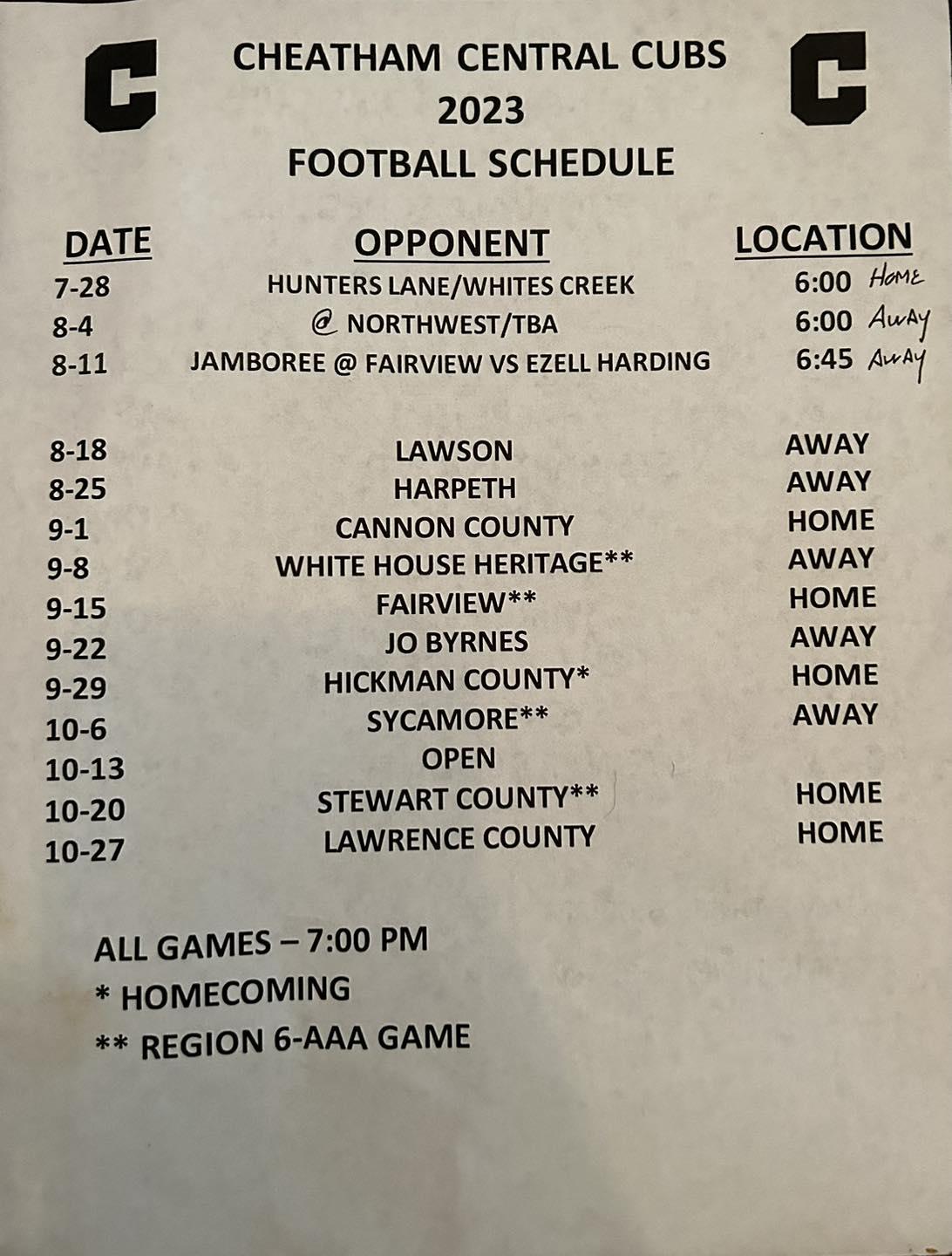 Football – Football – Cheatham County Central High School