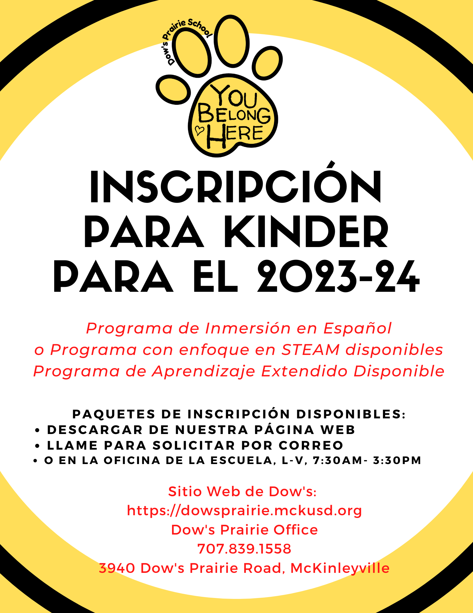 Dow s Prairie Kindergarten Information For Families Dow s Prairie Dow s Prairie Kindergarten Information For Families Dow s Prairie