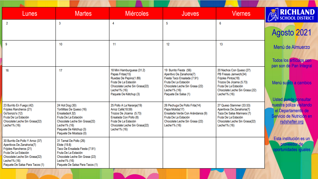 Breakfast/Lunch Menus – Breakfast/Lunch Menus – Redwood Elementary School