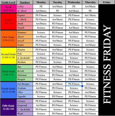 Specials Rotation – Bridget Coronado – Anderson-Shiro Elementary School