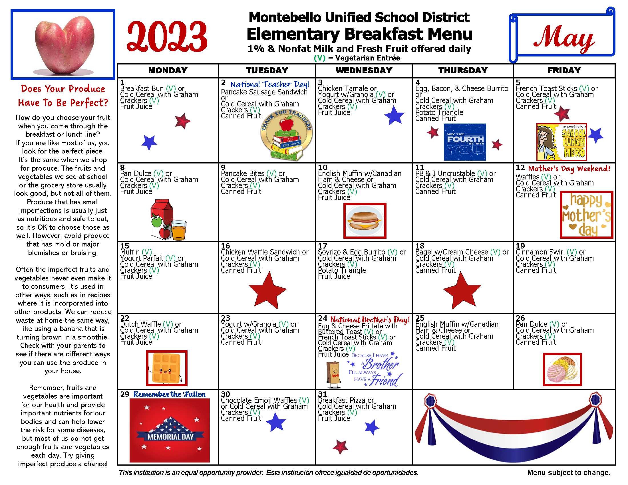 Menus – Nutrition Services – Montebello Unified School District