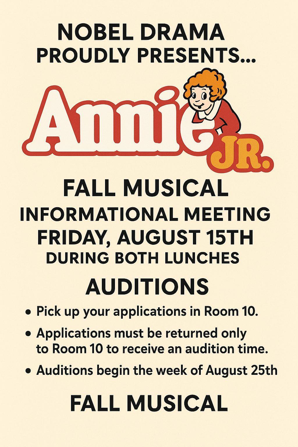 Annie Jr. The Musical – Theatre & Choir – Nobel Charter Middle School ...