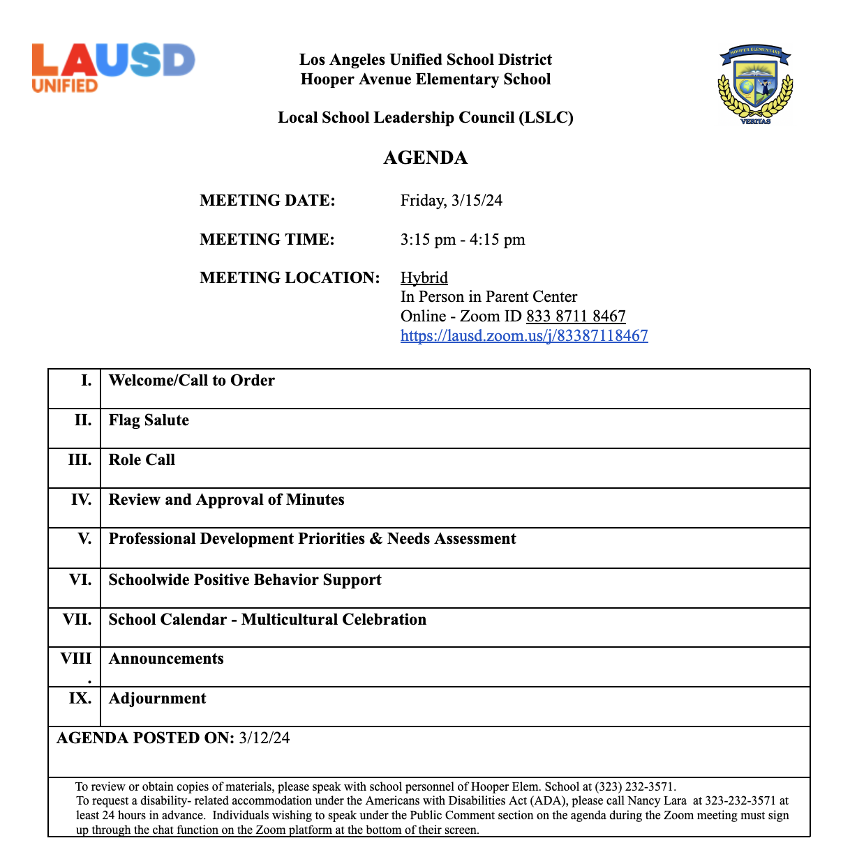 Local School Leadership Council (LSLC) – Family Resources – Hooper ...