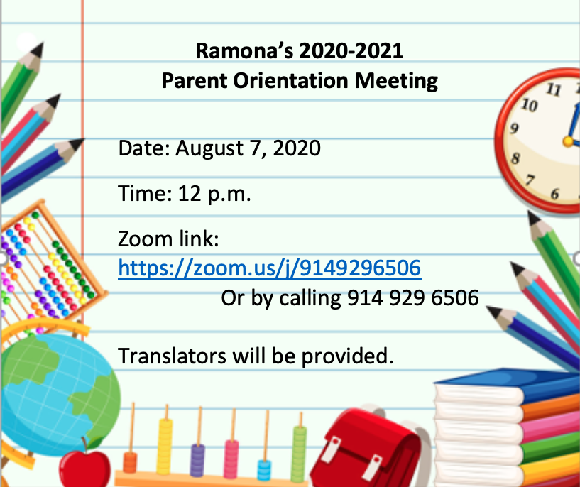 Ramona's 2020-2021 Parent Orientation Meeting | Ramona Elementary School