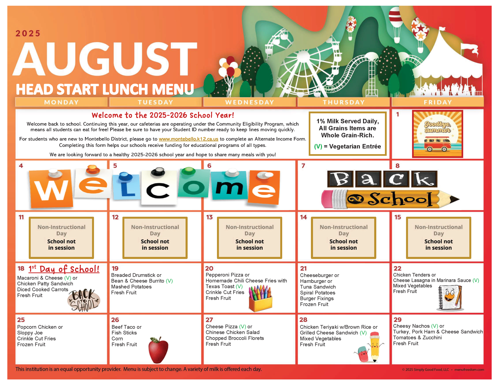 Menus – Nutrition Services – Montebello Unified School District