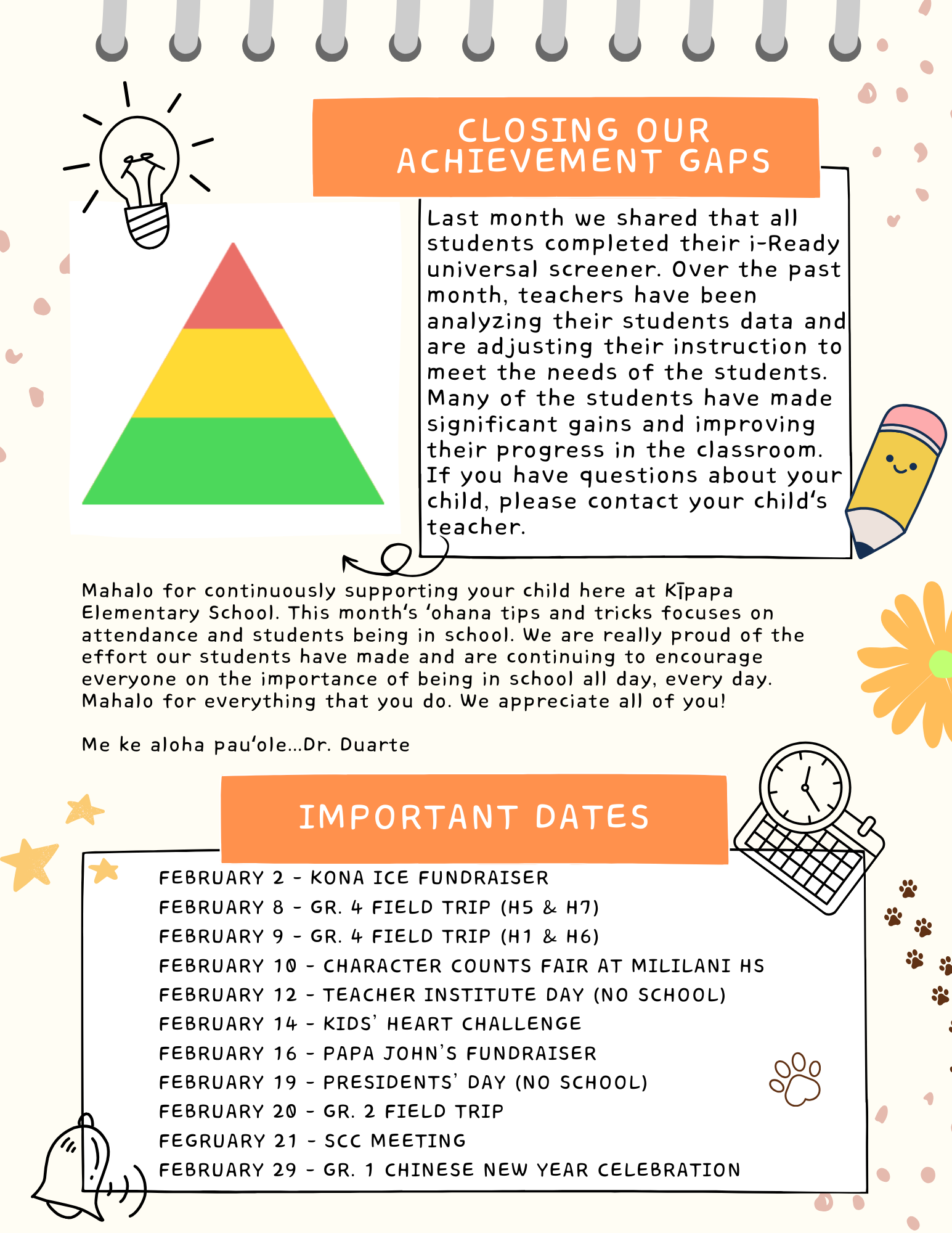 Monthly Parent Newsletters – Parents – Kipapa Elementary School