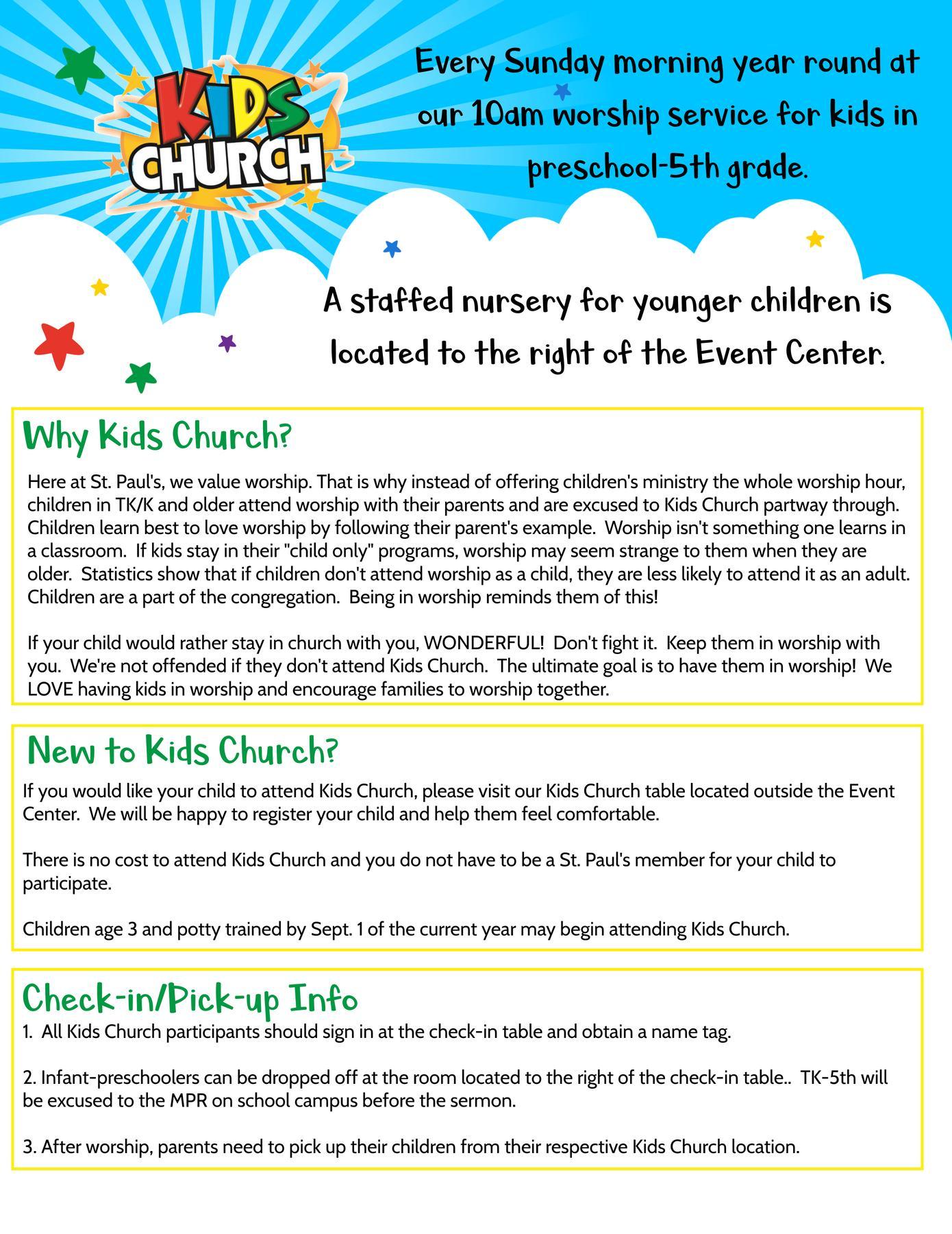 Kids Church (Preschool-5th Grade) – Children & Preteen Ministry – St ...