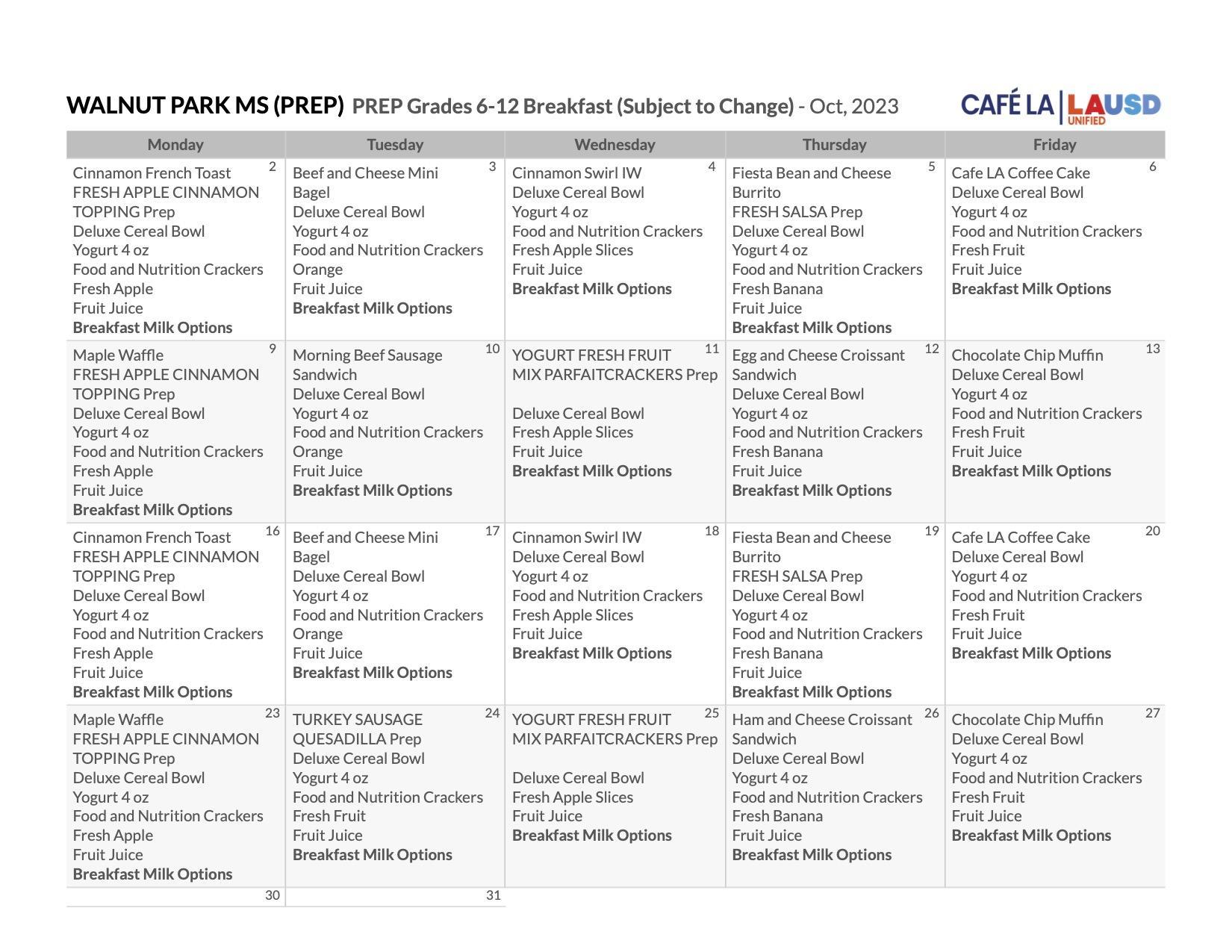 Cafeteria Food And Menus – Informing – Walnut Park Middle School - STEM ...