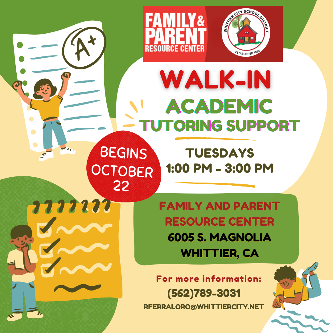 Academic Tutoring - Family & Parent Resource Center | Whittier City ...
