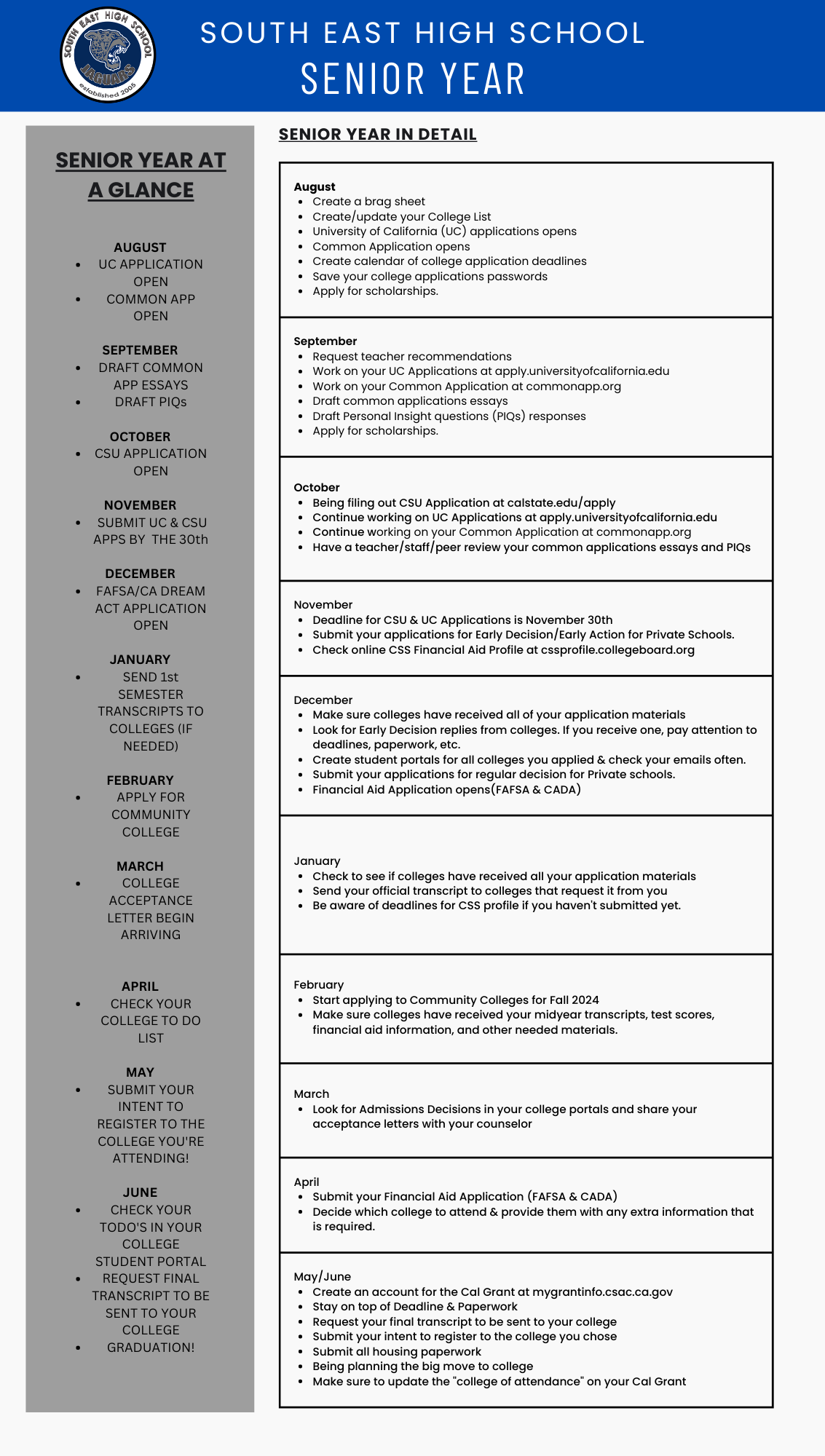 College Center – About Us – South East Senior High