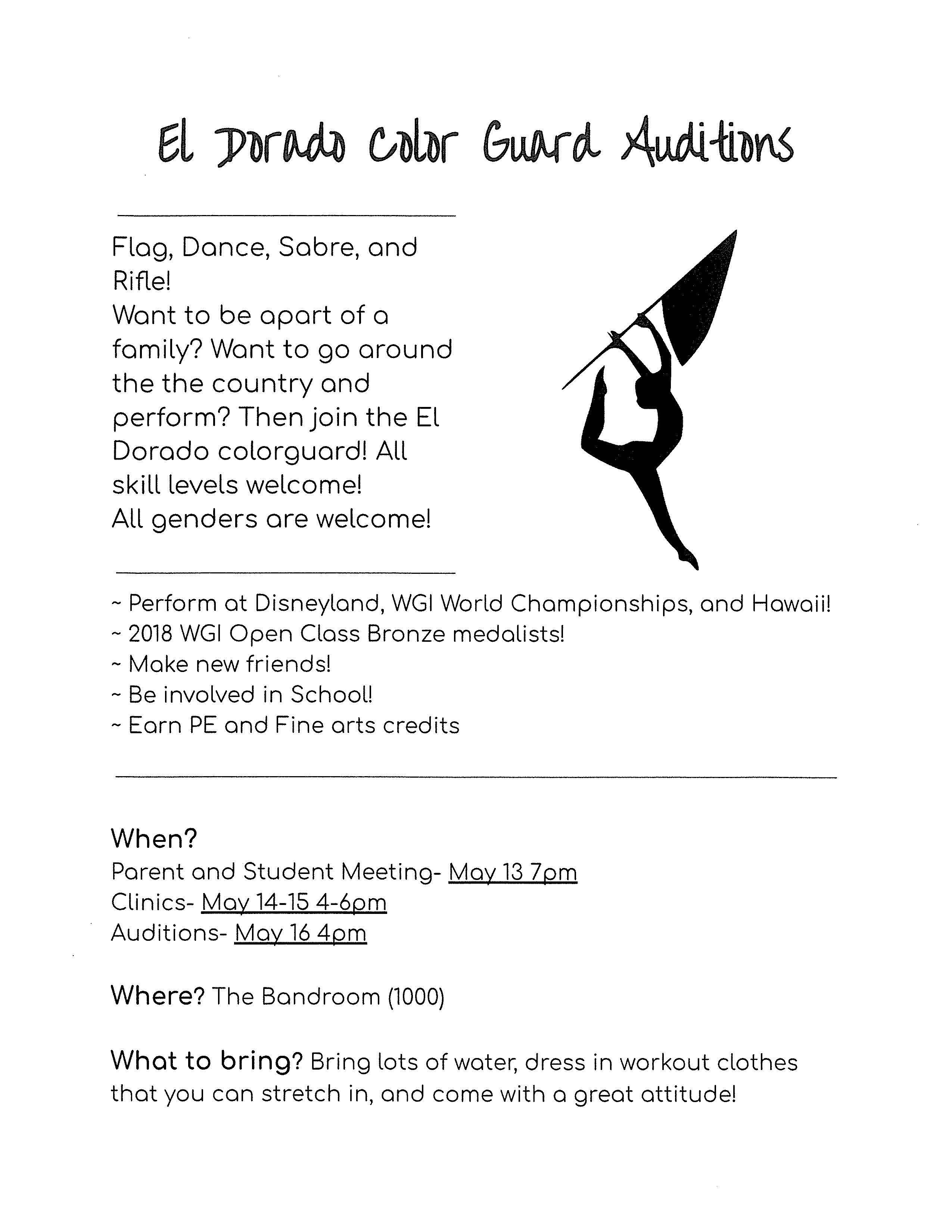 Color Guard Tryout Info | El Dorado High School
