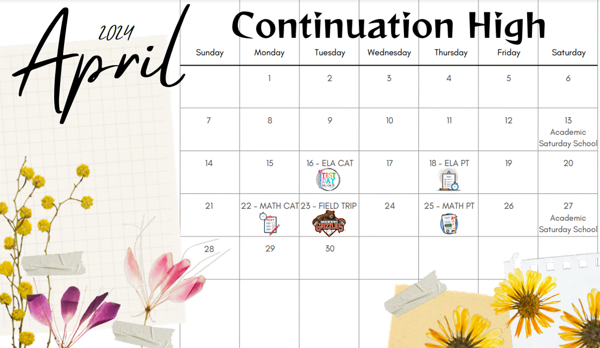 Continuation HS Calendar – About Us – Mendota Continuation High School