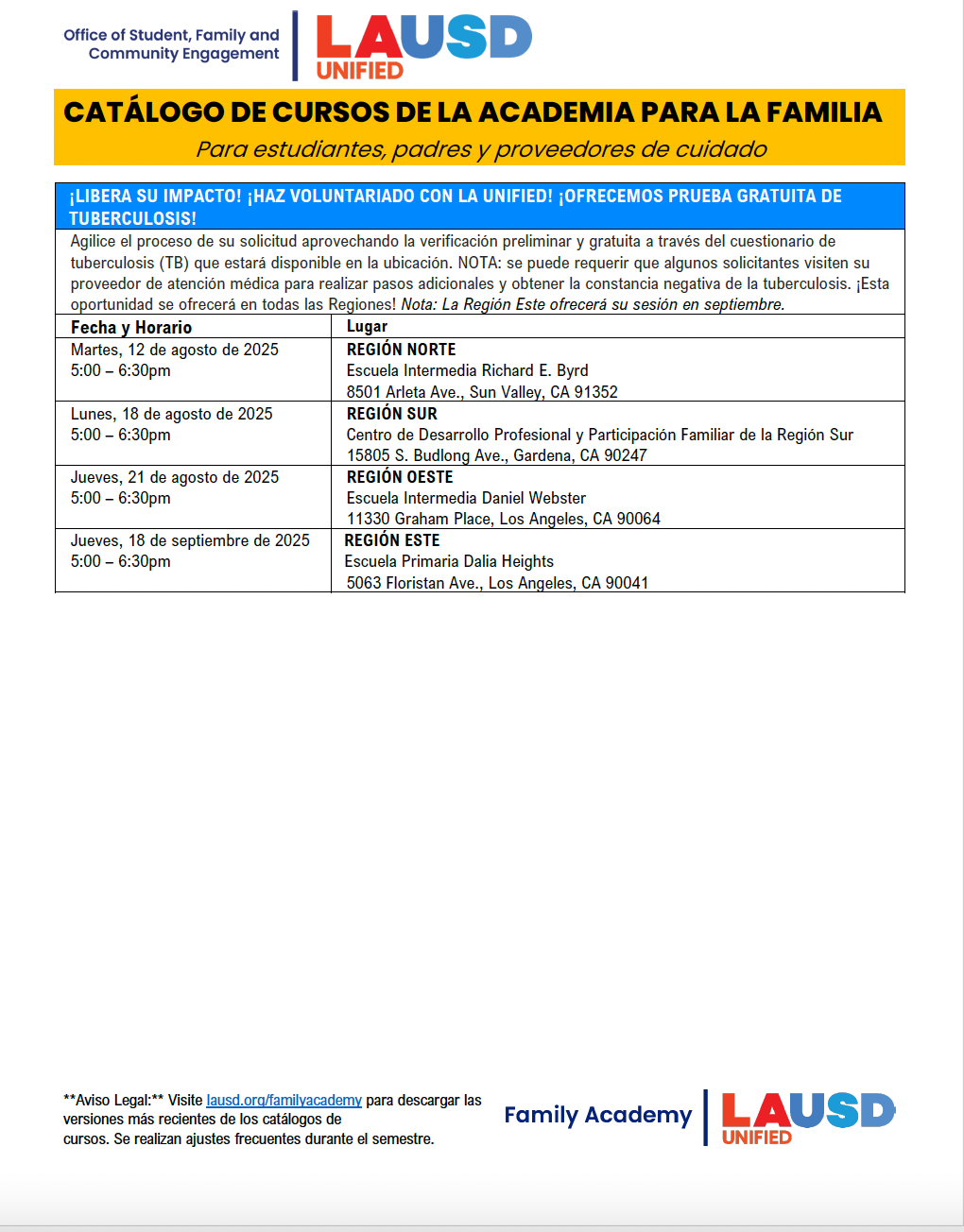 LAUSD Family Course Catalogue | Lomita Elementary Math/ Science ...