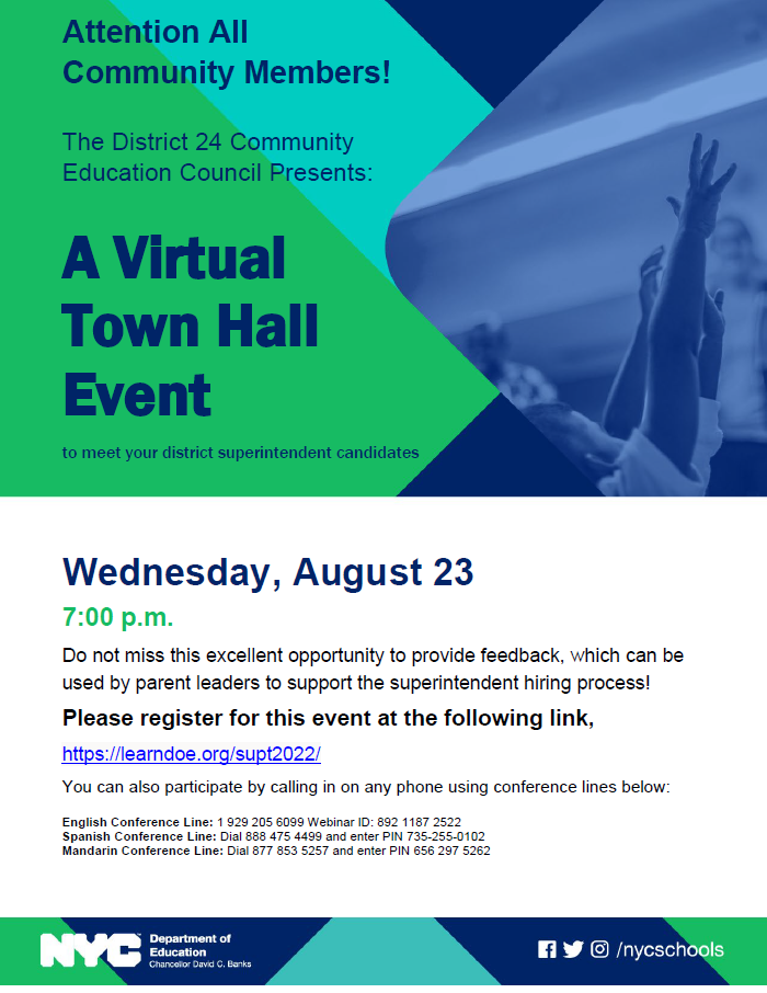 August 23rd, 2023 - The District 24 Community Education Council Invites ...