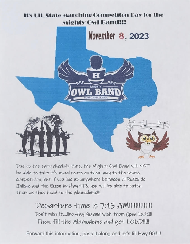 UIL State Marching Competition Day -- Nov 8th | Hondo ISD