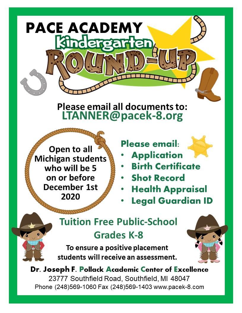 Kindergarten Round-Up Information – School Contact Information – PACE ...