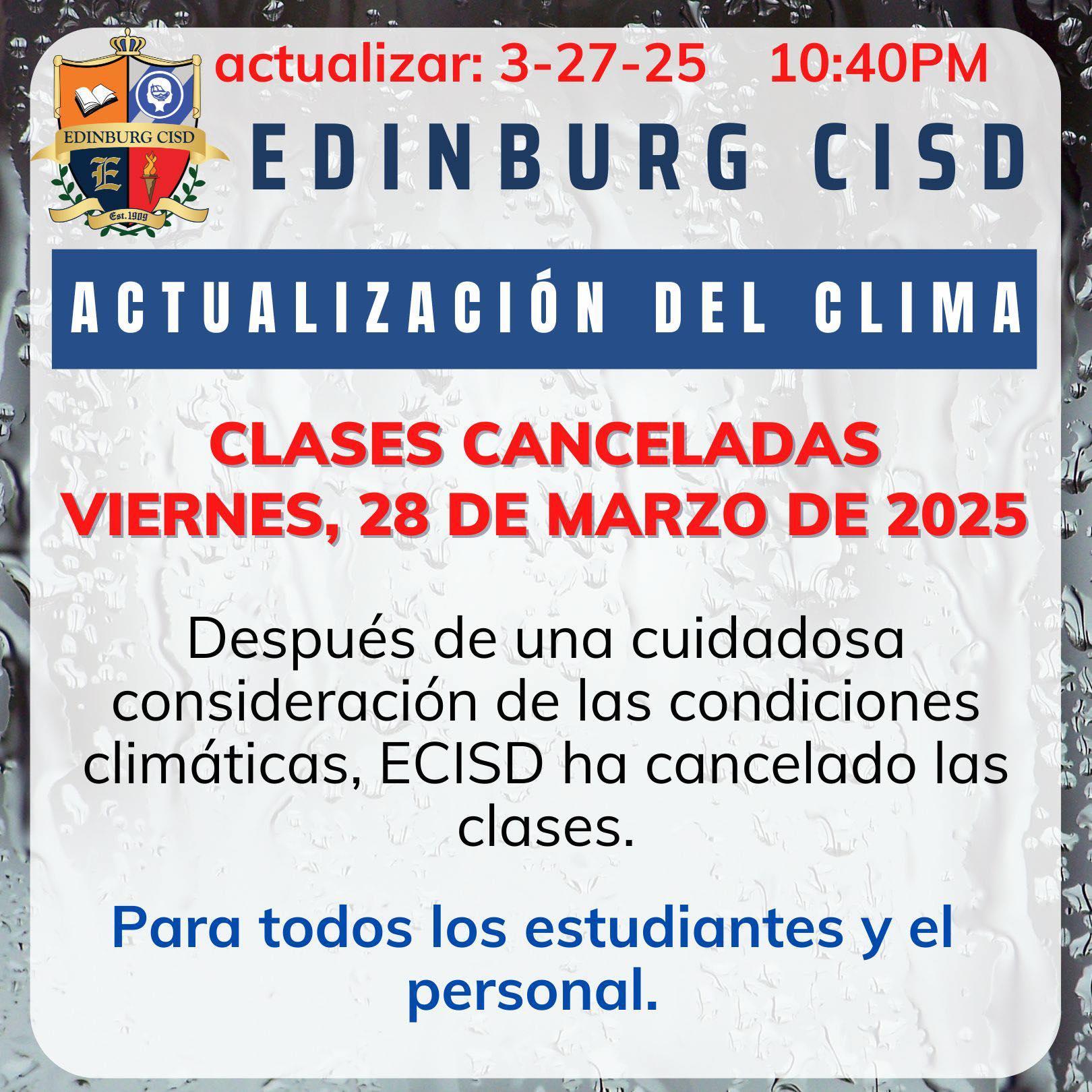 Classes Cancelled March 28th – Banner Files – Edinburg Consolidated ...