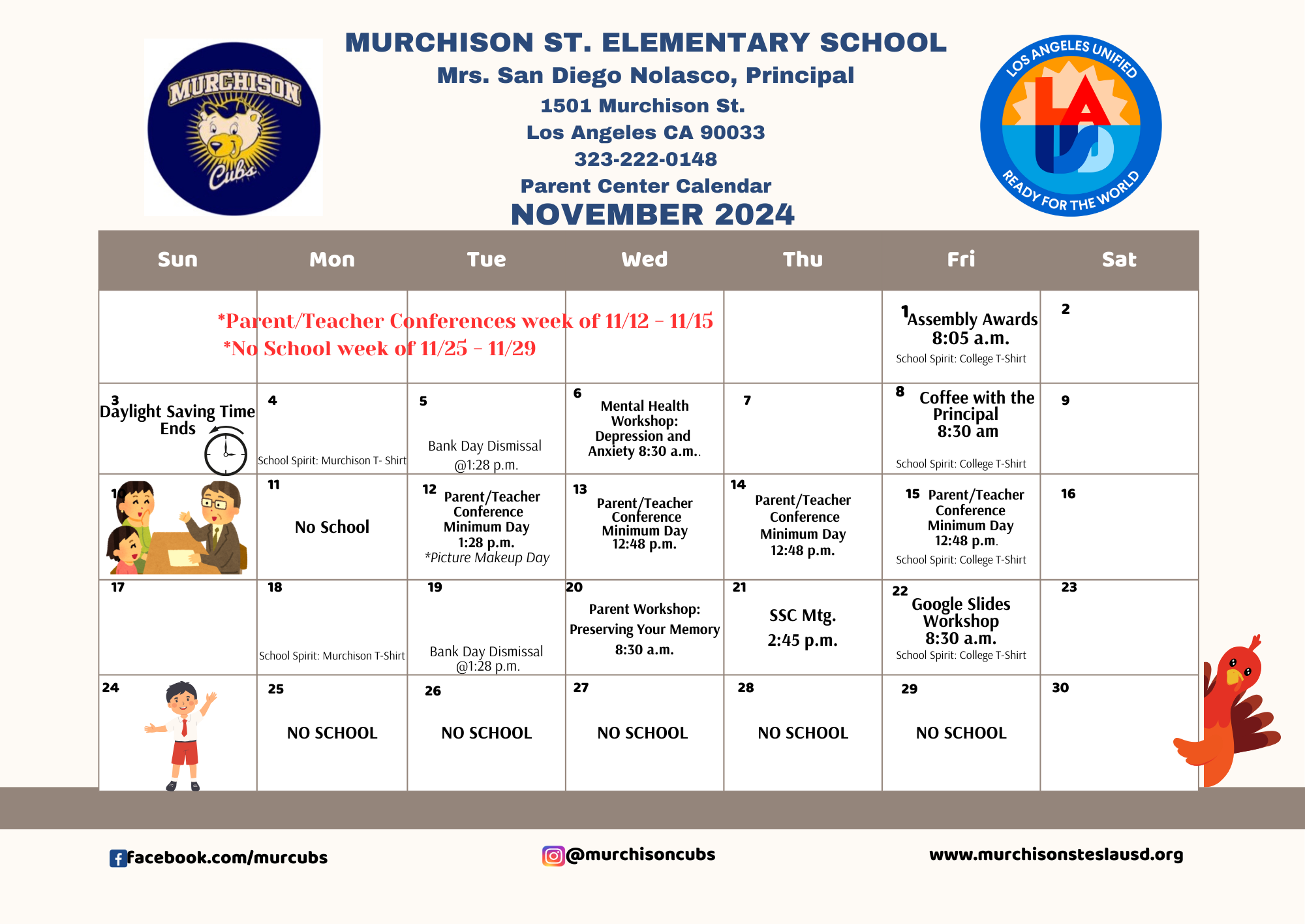Monthly Calendar – Home – Murchison Street Elementary