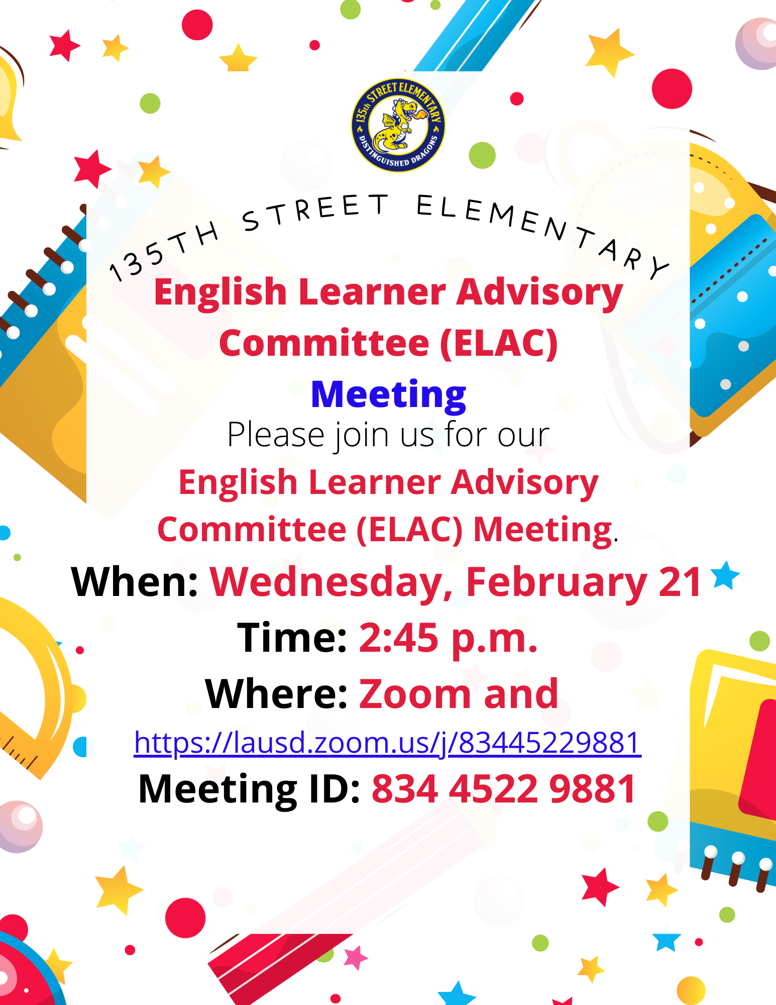 ELAC – English Learners Corner – 135th Street Elementary