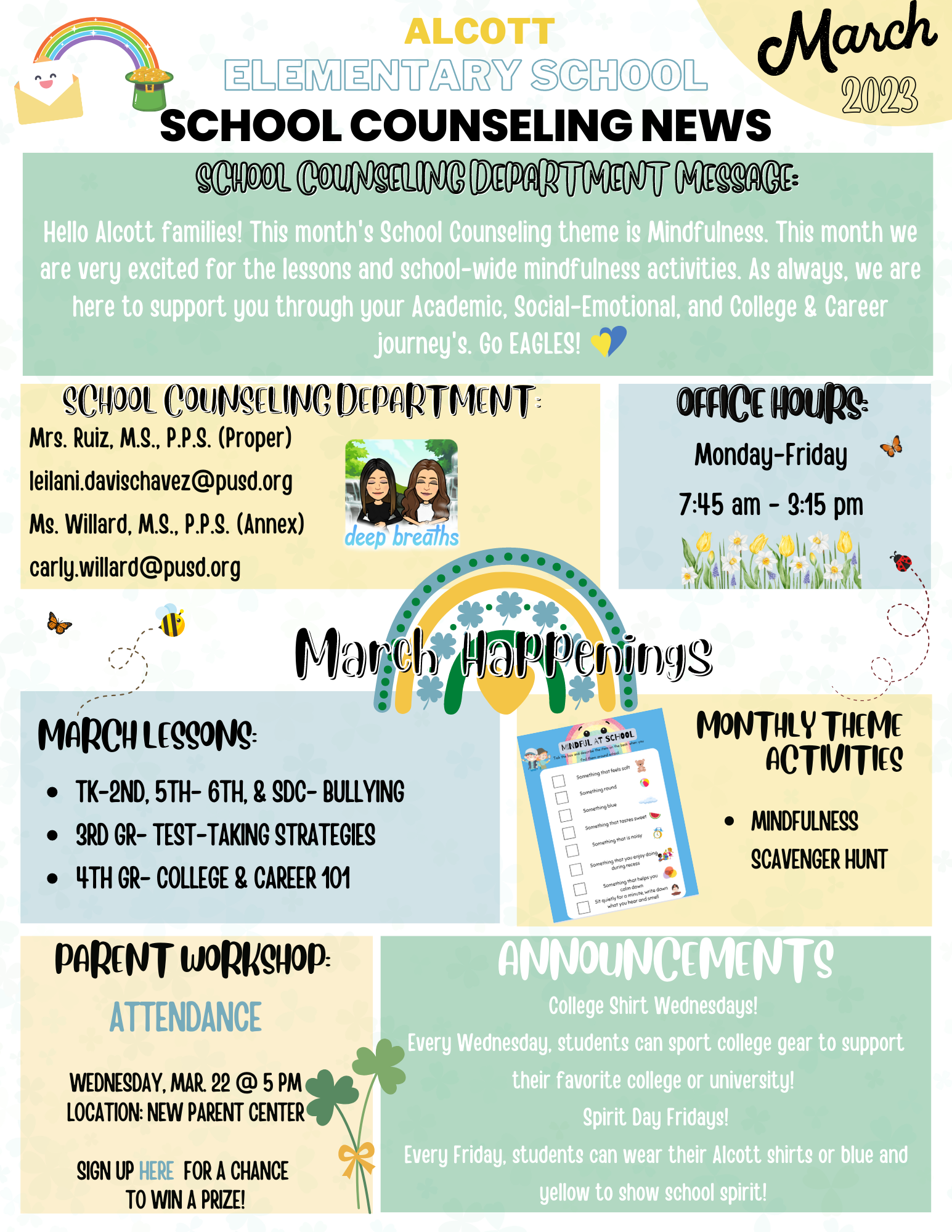 Monthly Newsletter – Counselors – Alcott Elementary School