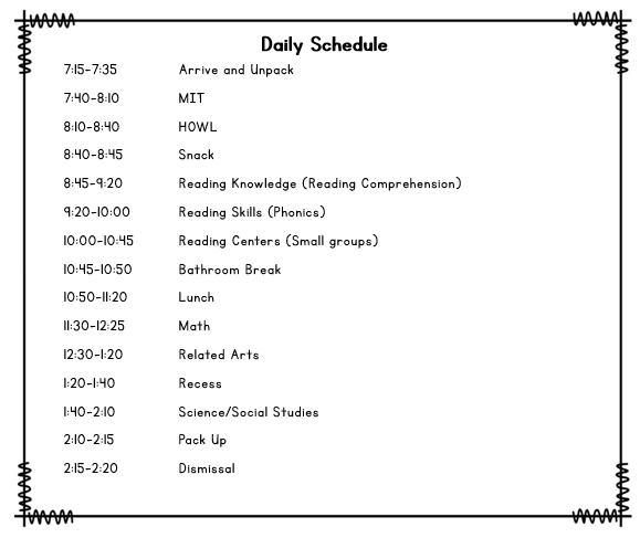 Daily Schedule / Related Arts – Mrs. Brittany Martino – Cedar Grove ...