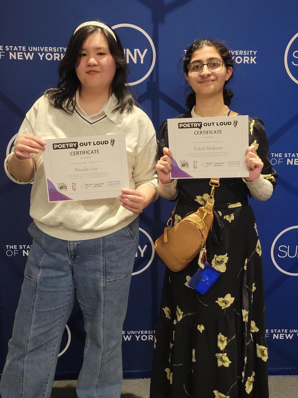 Congratulations Eshal Shakoor and Nicole Liu - Poetry Out Loud ...