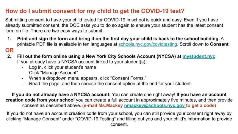 Consent Form for COVID-19 Testing at PS 249 | The Caton School - P.S. 249