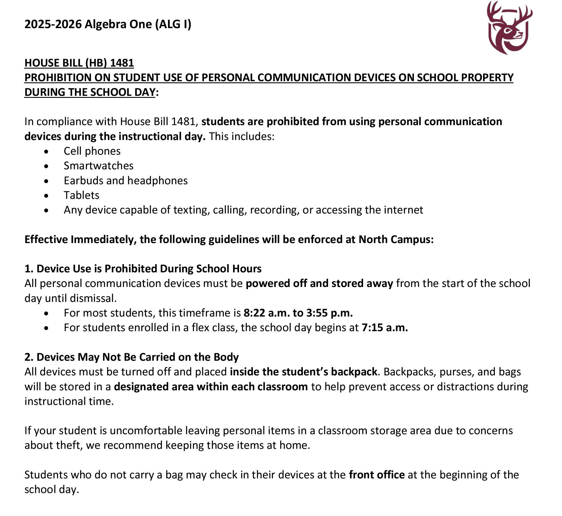 Algebra I Syllabus – Jessica Duhon – Deer Park High School - North Campus