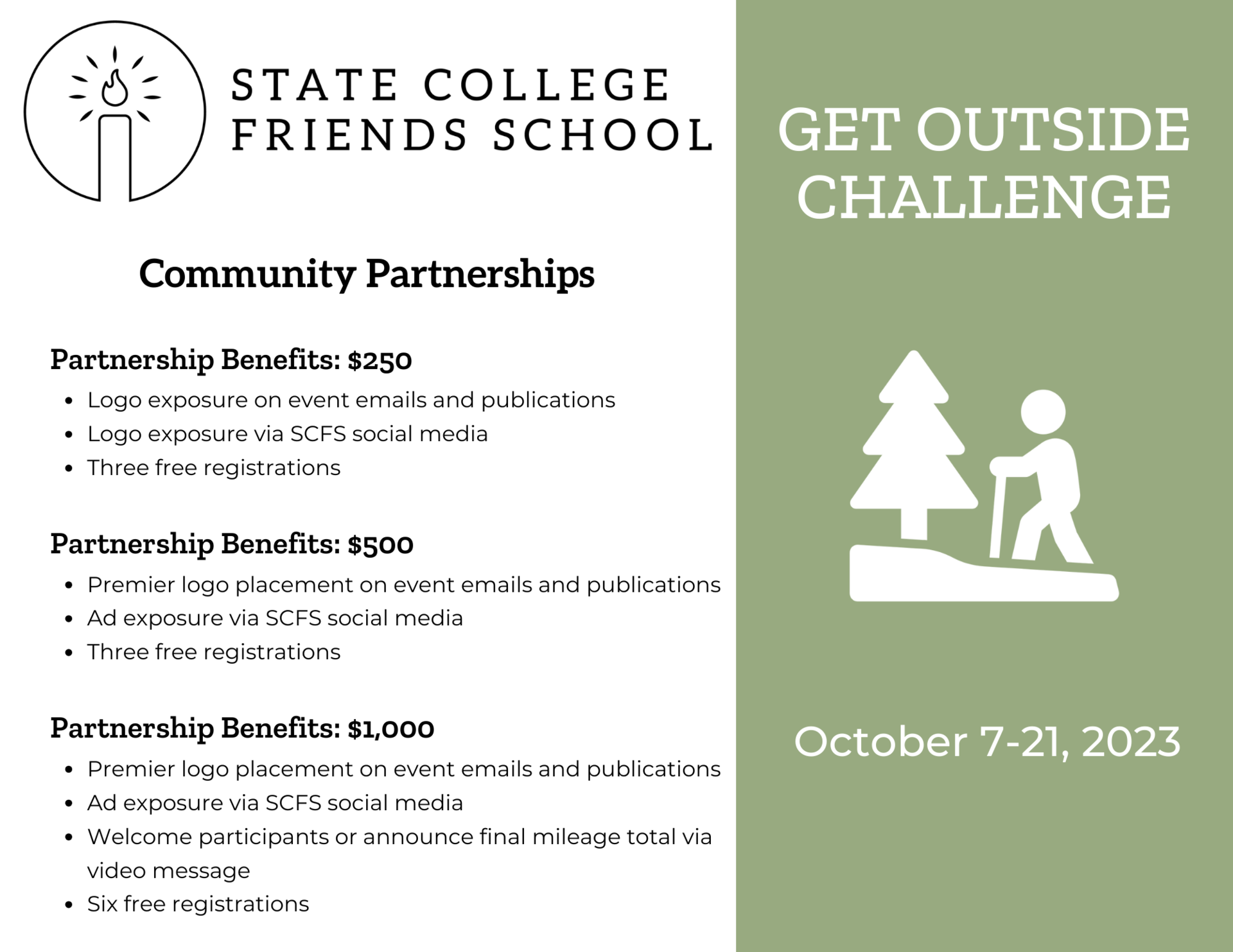 Get Outside Challenge - Giving - State College Friends School