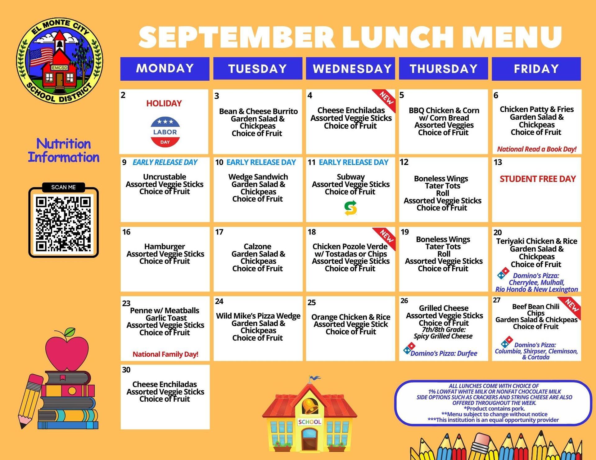 Menus & Meal Programs – Nutrition Services – El Monte City School District