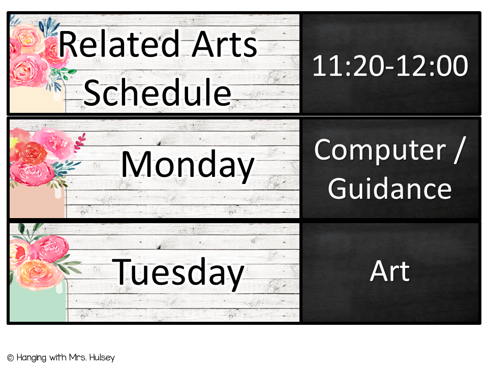 Related Arts Schedule – Shannon Caraway – Buchanan Elementary School