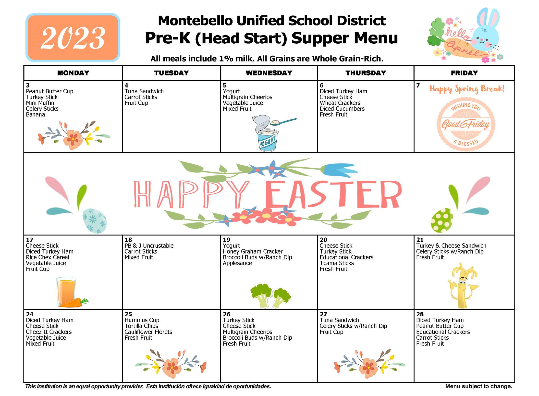 Menus – Nutrition Services – Montebello Unified School District