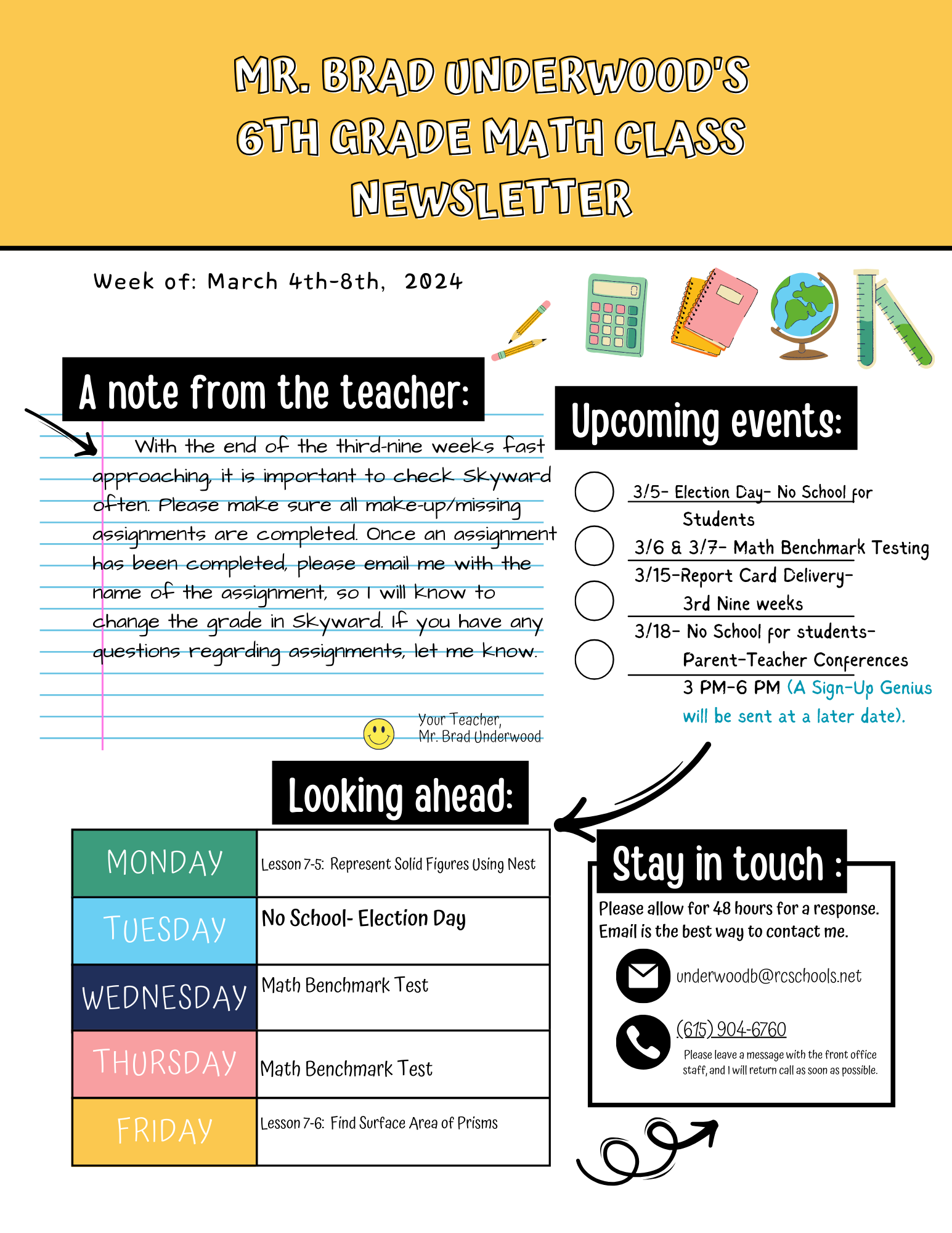Welcome to Mr. Brad Underwood's 6th Grade Math Class! - Mr Brad ...