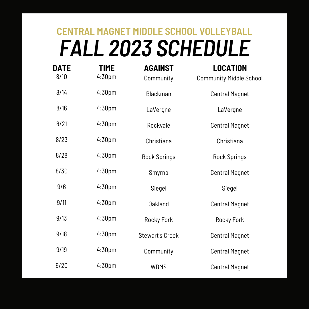 Schedule Middle School Girls Volleyball Central Magnet School schedule-middle-school-girls-volleyball-central-magnet-school