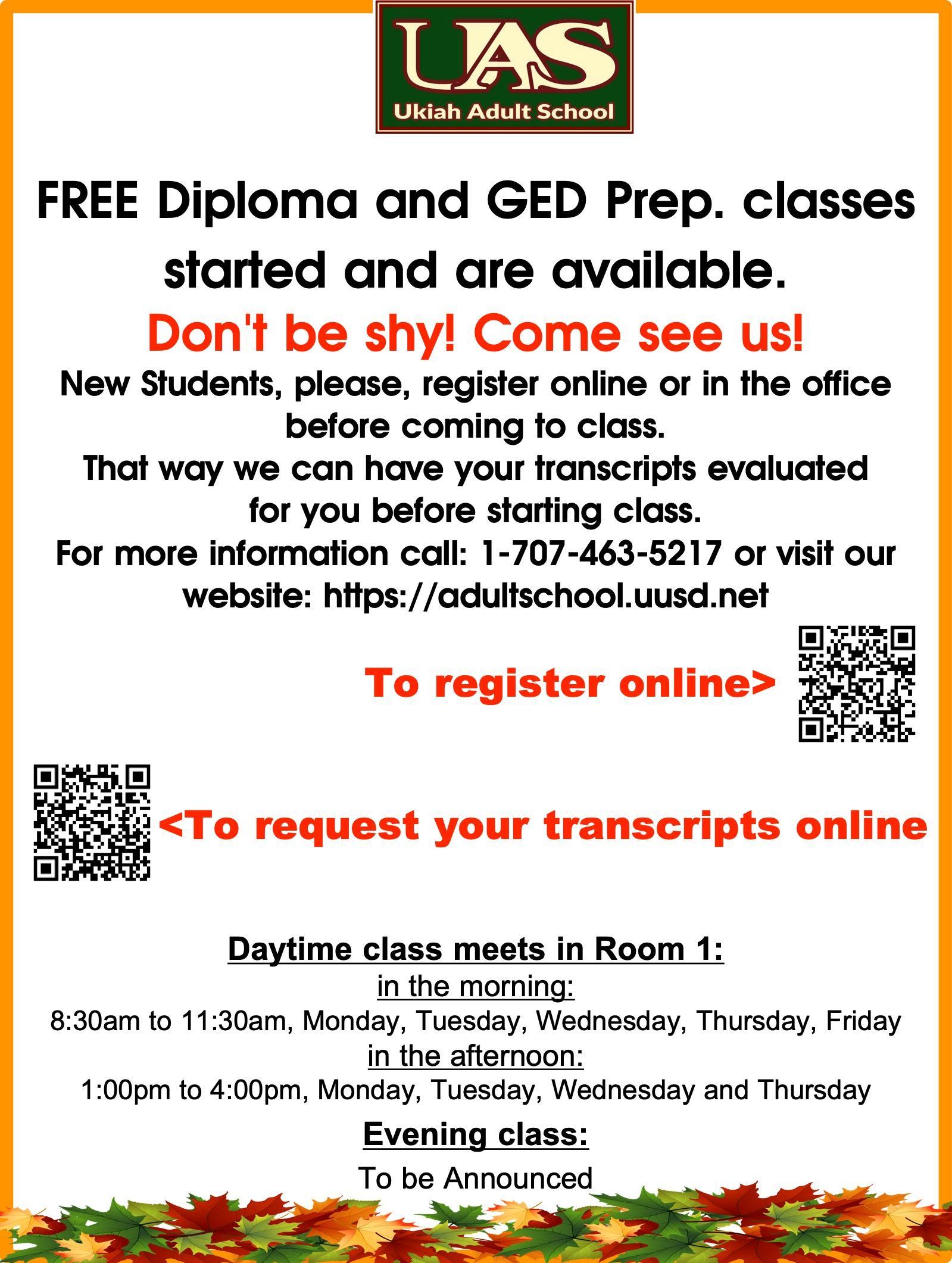 General Education Development (GED) Testing – GED – Ukiah Adult School