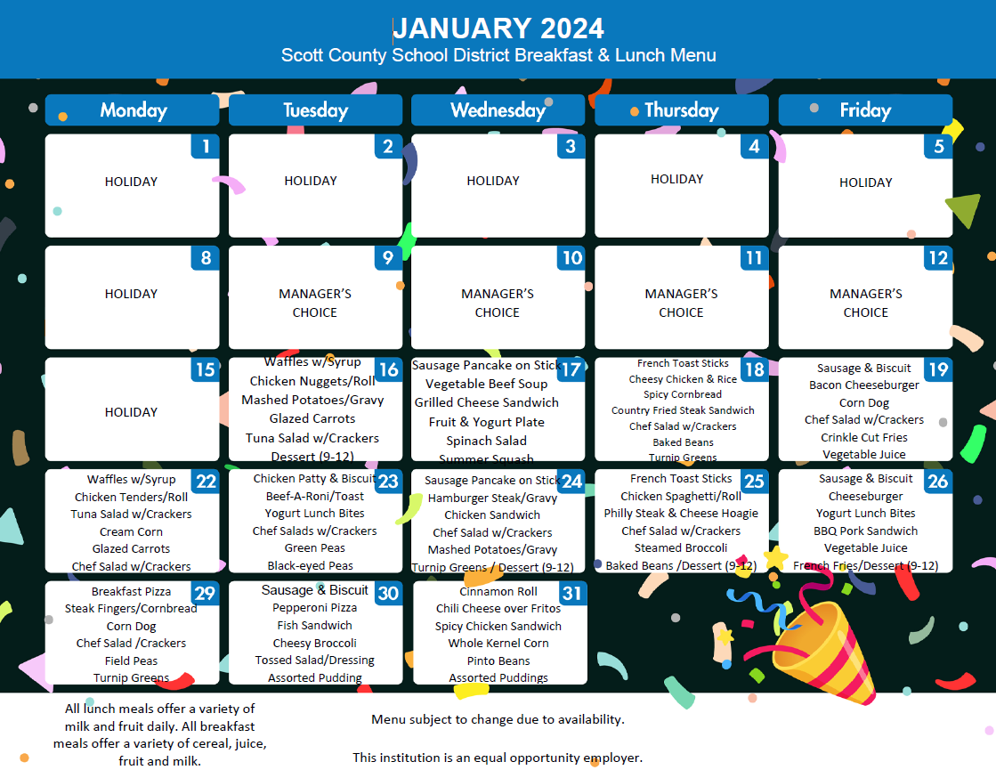 ** Breakfast/Lunch Menus - Child Nutrition - Scott County School District