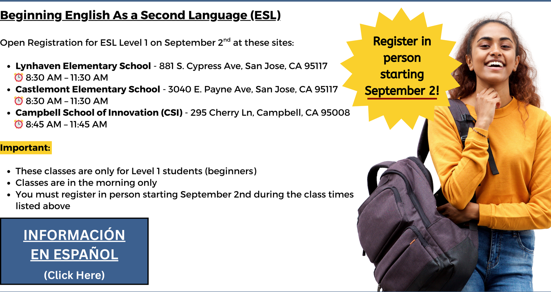 ESL Overview - Classes - Campbell Adult and Community Education