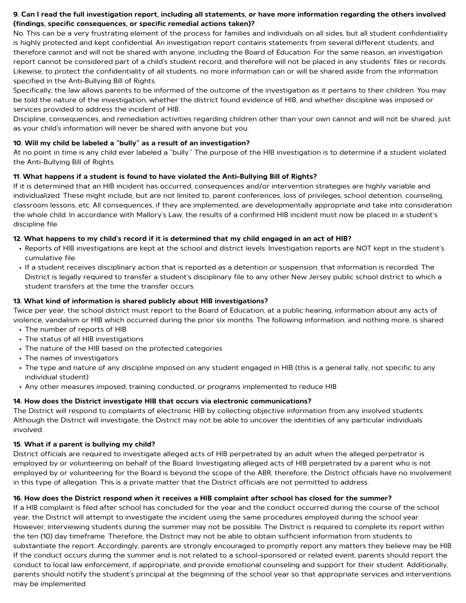 HIB Frequently Asked Questions – HIB Information – Great Meadows ...